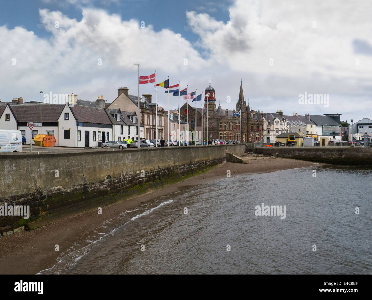 View along sea front of Stornoway Isle of Lewis important ferry port ...