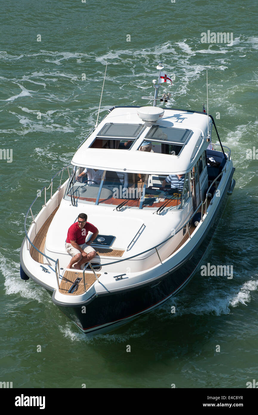 Motor cruiser sailing on the Solent, England Stock Photo - Alamy