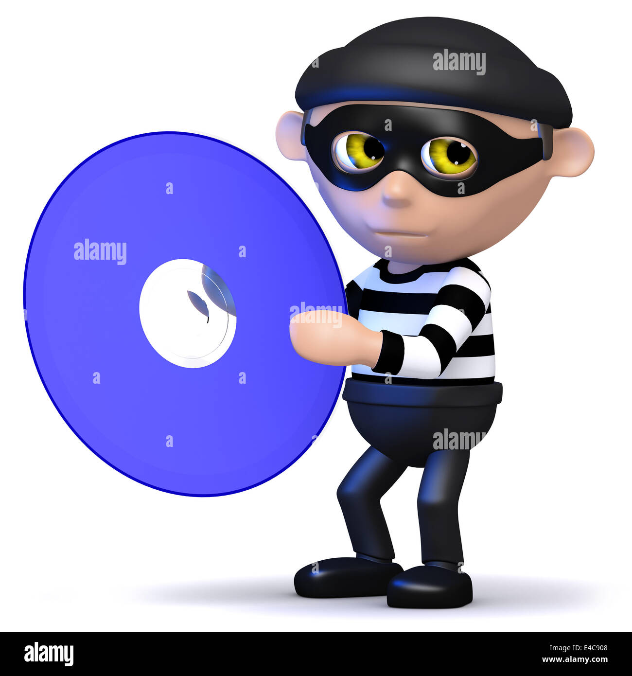 3d render of a burglar holding a dvd Stock Photo - Alamy