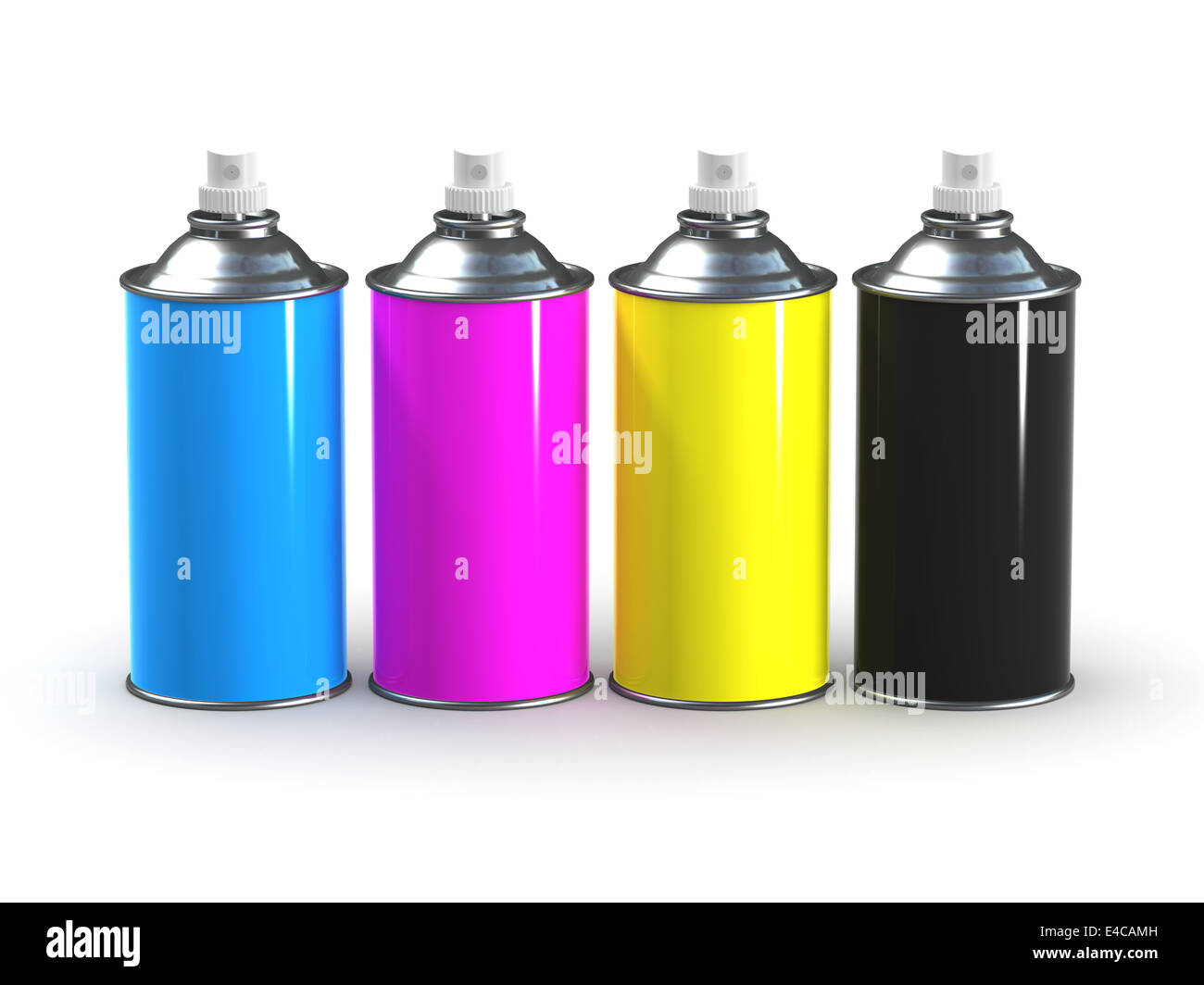 3d CMYK coloured spray paint cans Stock Photo - Alamy