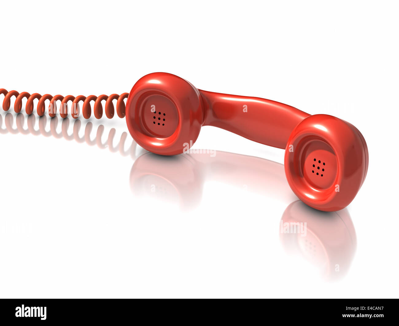 3d Red telephone handset receiver lying on side Stock Photo - Alamy