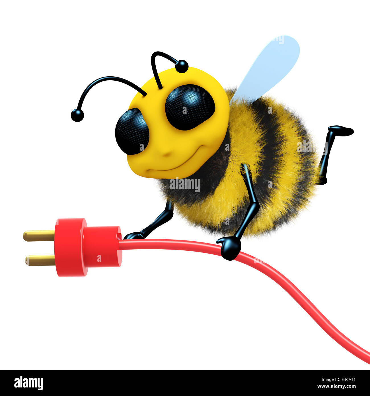 3d Honey bee holding a red power lead connector Stock Photo - Alamy