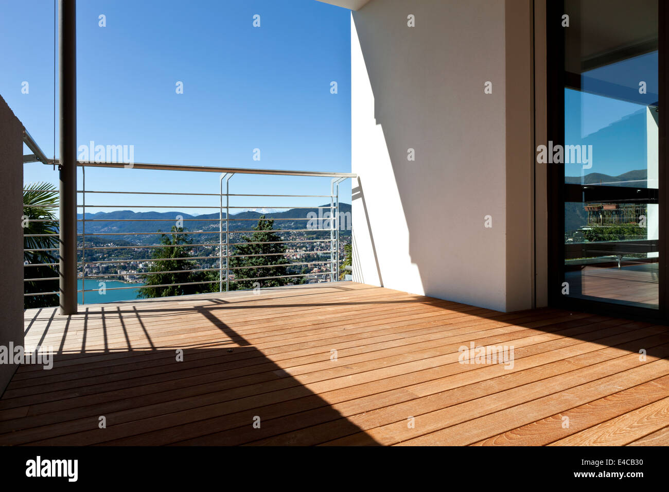 Panorama white wooden balcony hi-res stock photography and images - Alamy