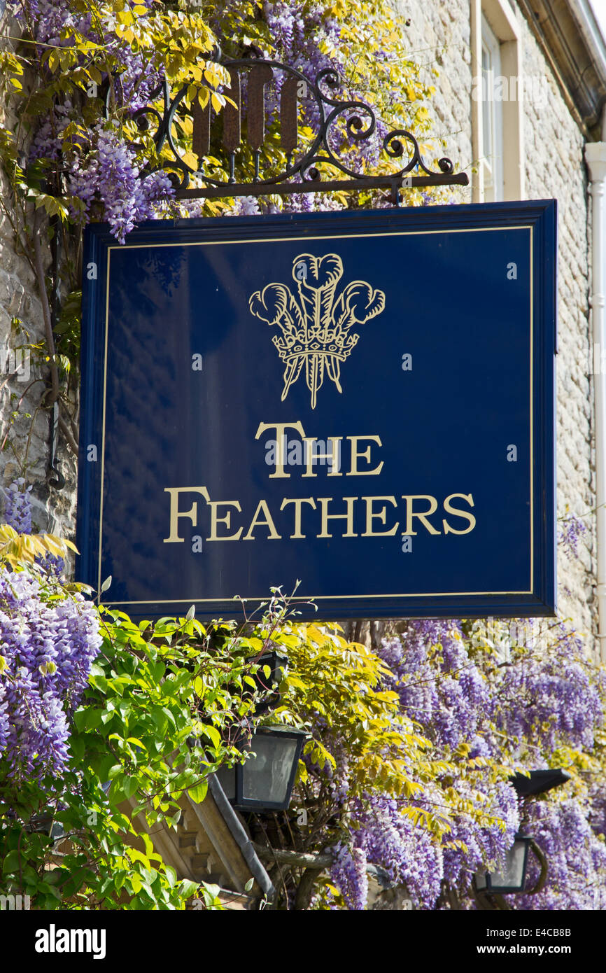 Sign outside The Feathers hotel, Helmsley, North Yorkshire Stock Photo ...