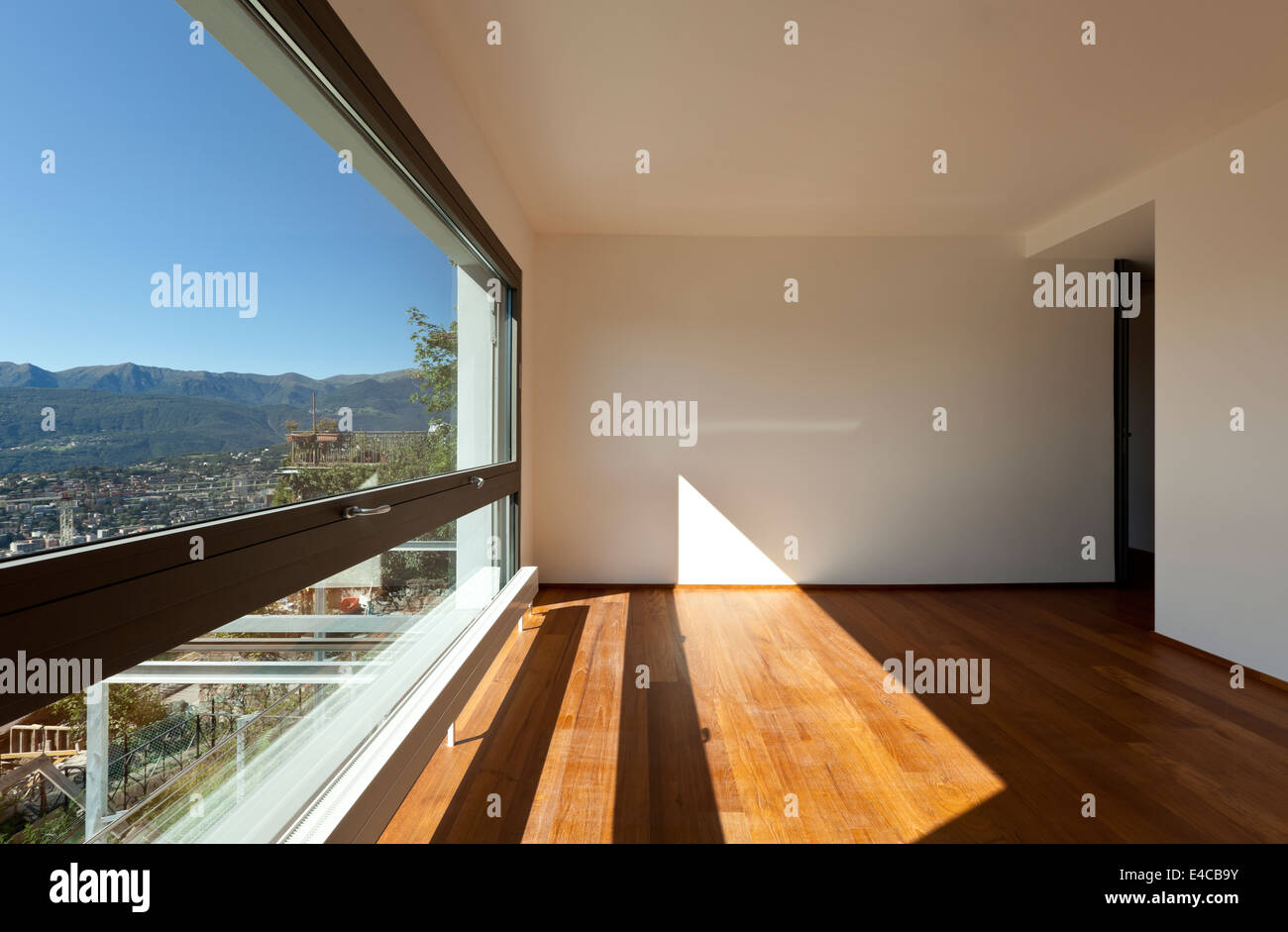 Modern apartment, large living room with panoramic view Stock Photo - Alamy