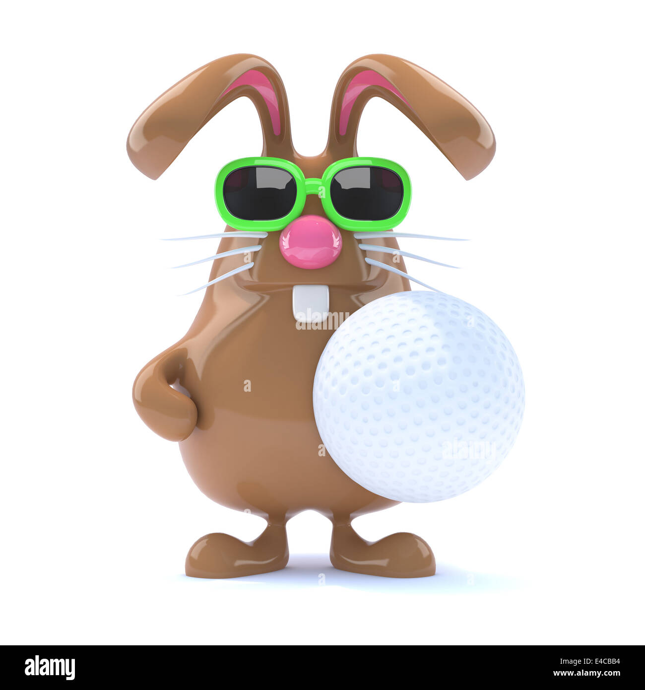 3d Chocolate Easter bunny rabbit holding a golf ball Stock Photo - Alamy