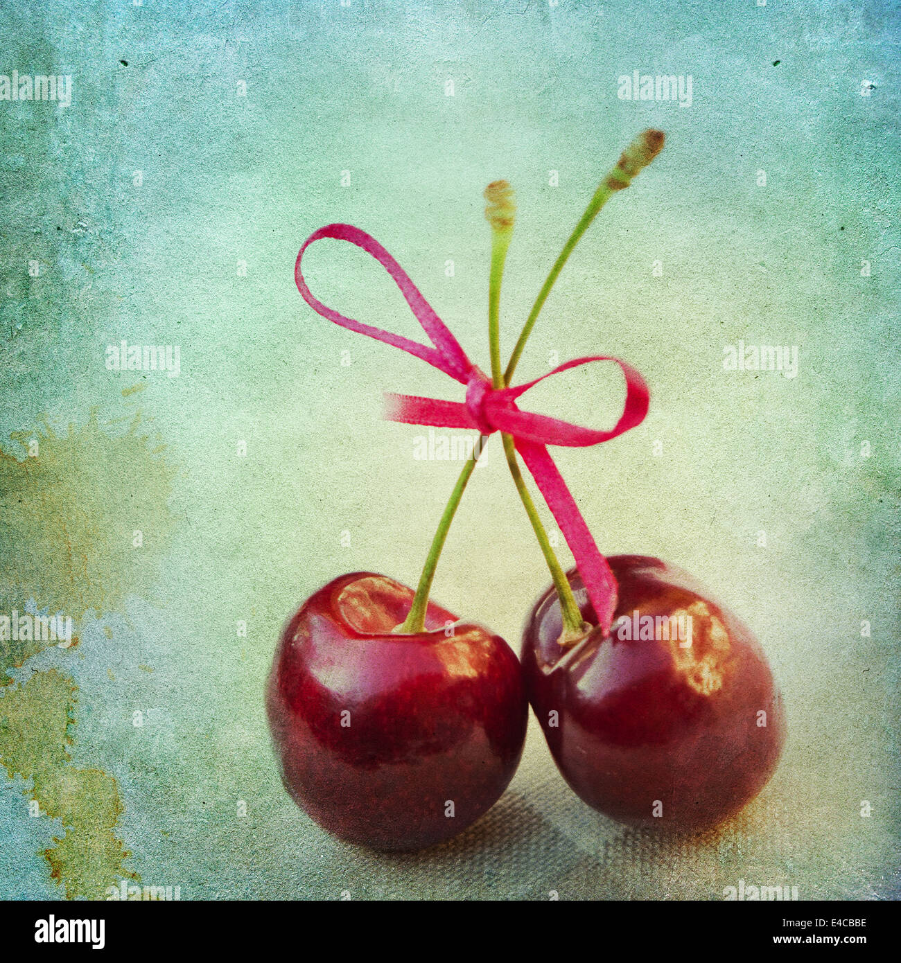 Vintage background with cherries Stock Photo - Alamy
