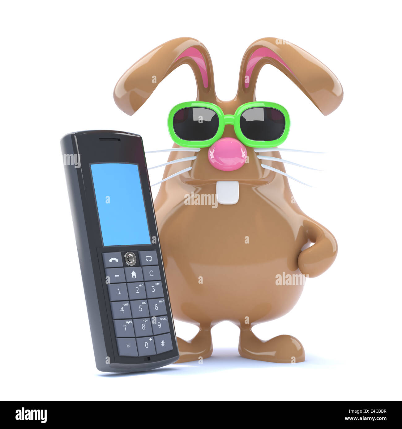 3d Chocolate Easter bunny rabbit with a mobile phone Stock Photo - Alamy