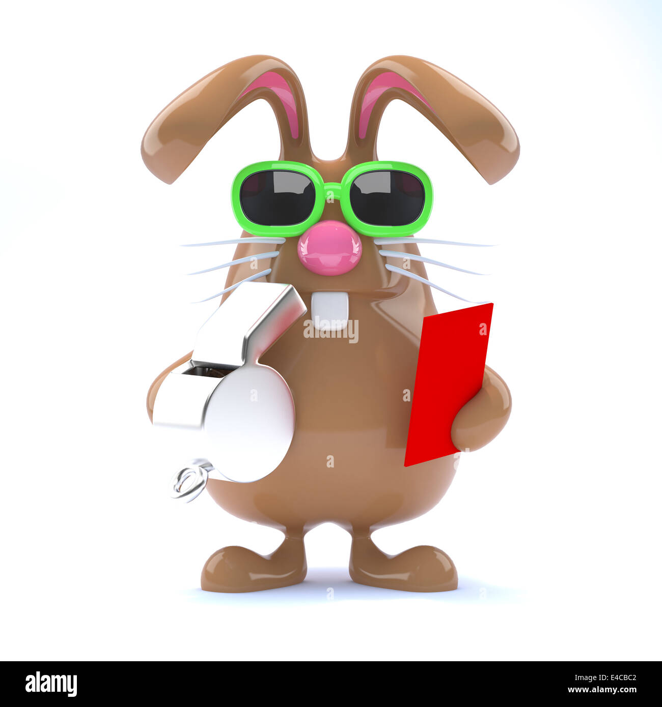 3d Chocolate Easter bunny rabbit is acting referee with his whistle and ...