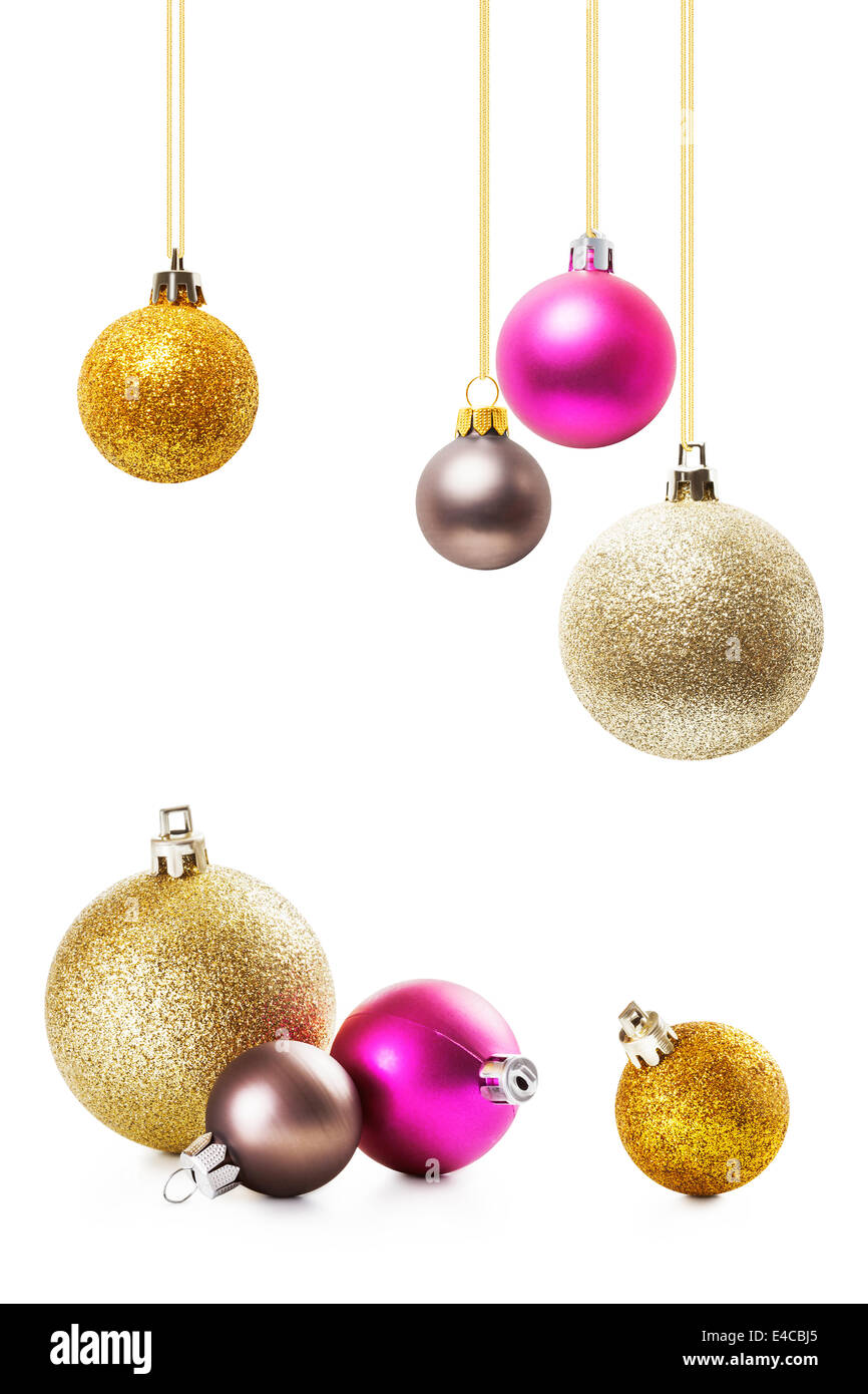 Colorful christmas balls collection on white background Stock Photo - Alamy