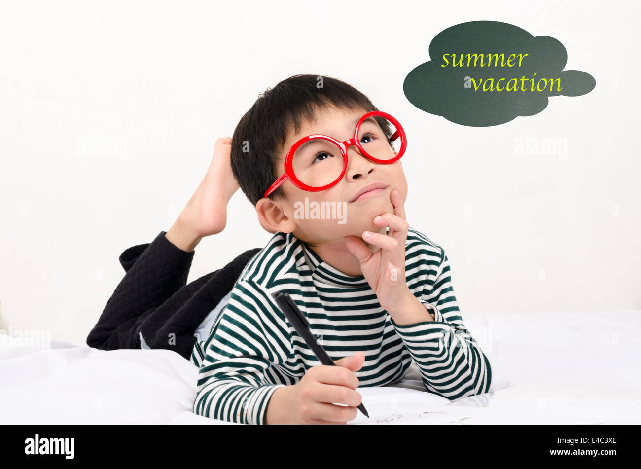 Hard study student thinking summer vacation Stock Photo - Alamy