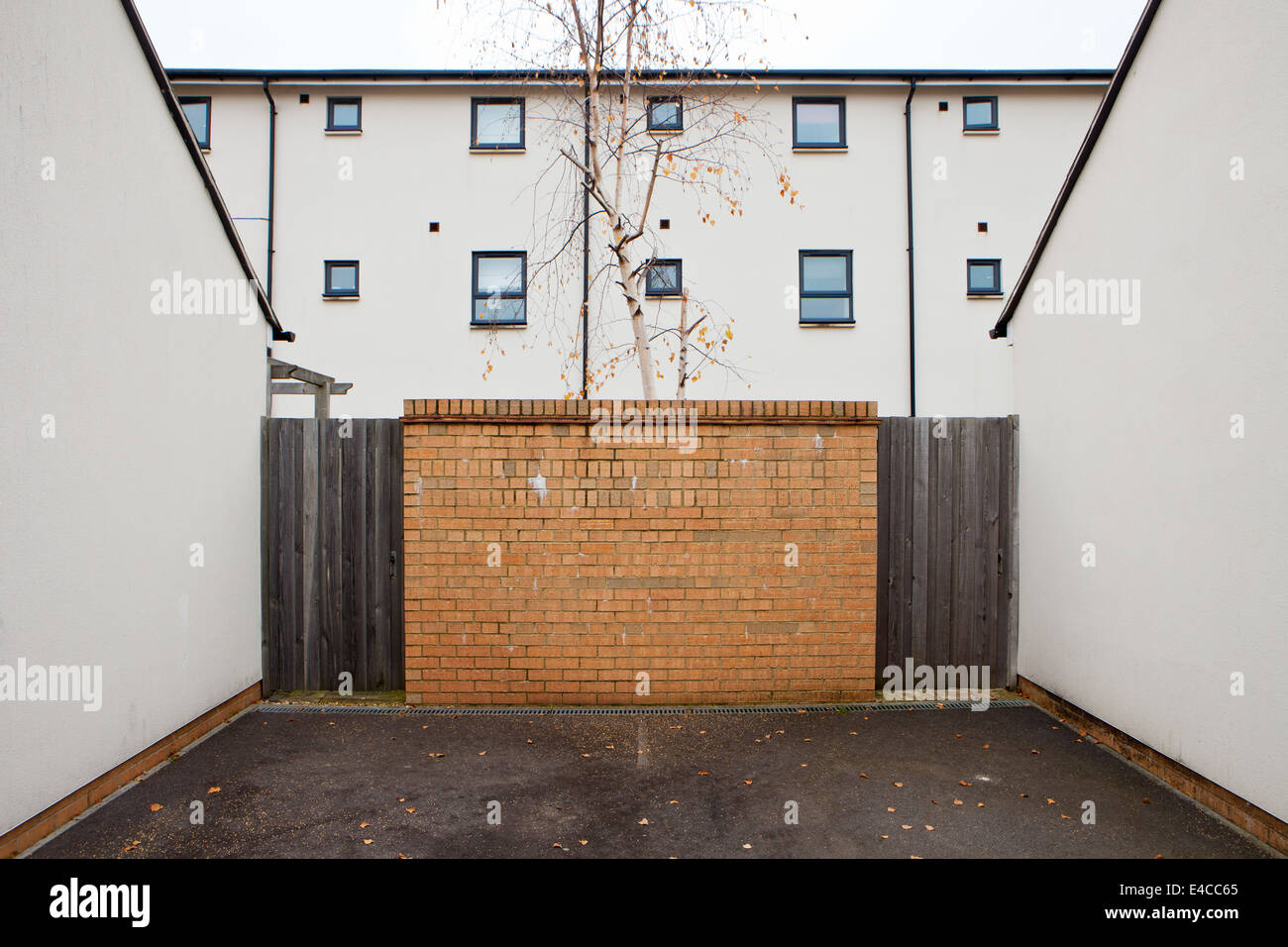 View between two garages in new housing at Port Marine, Portishead ...