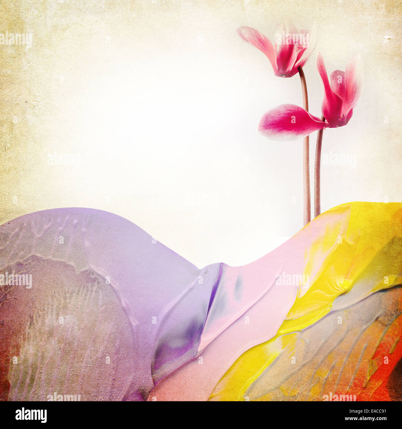 acrylic paint on old paper background Stock Photo - Alamy