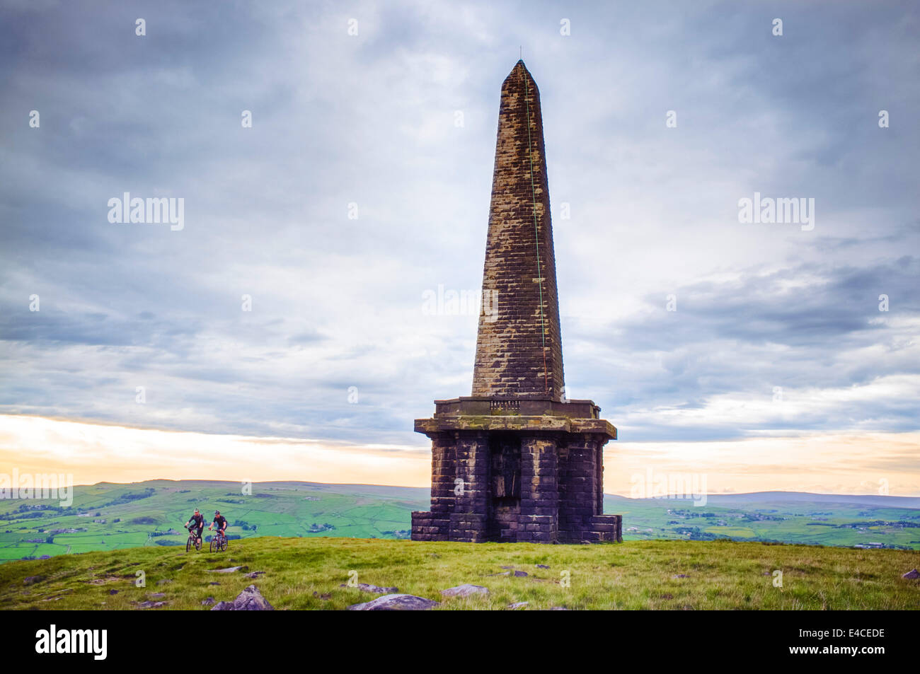 View of Stoodley Pike peace monument near Todmorden and Hebden Bridge ...