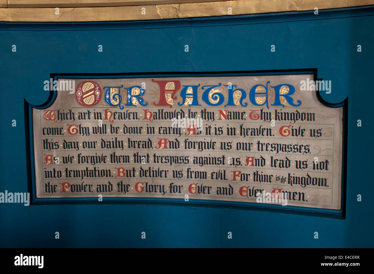 The Lord`s Prayer on the reredos of Holy Trinity Church, Hartshill ...