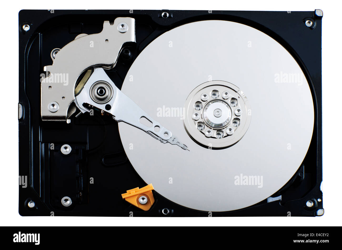 Open hard drive unit isolated on white background Stock Photo - Alamy