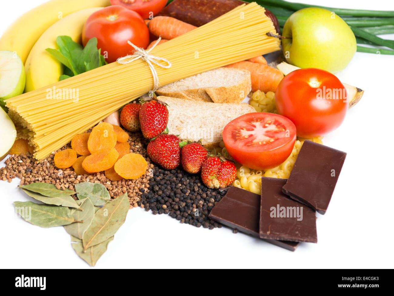 Healthy food on white background Stock Photo - Alamy