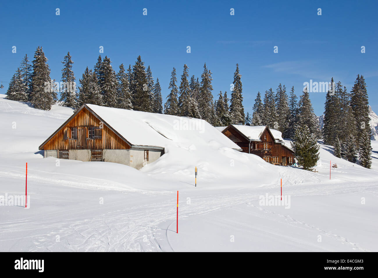 Slope on the skiing resort Flumserberg. Switzerland Stock Photo - Alamy