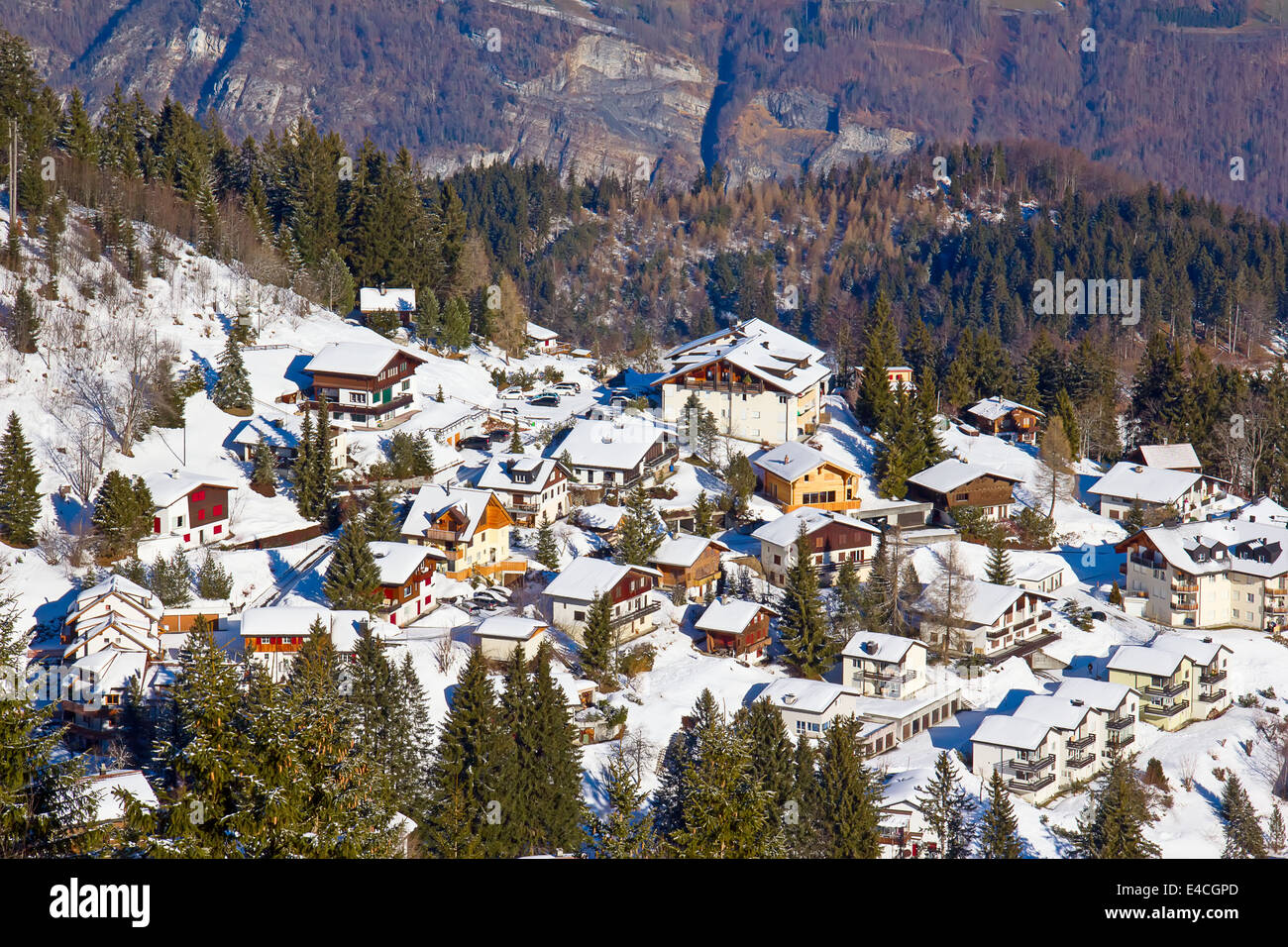 Slope on the skiing resort Flumserberg. Switzerland Stock Photo - Alamy
