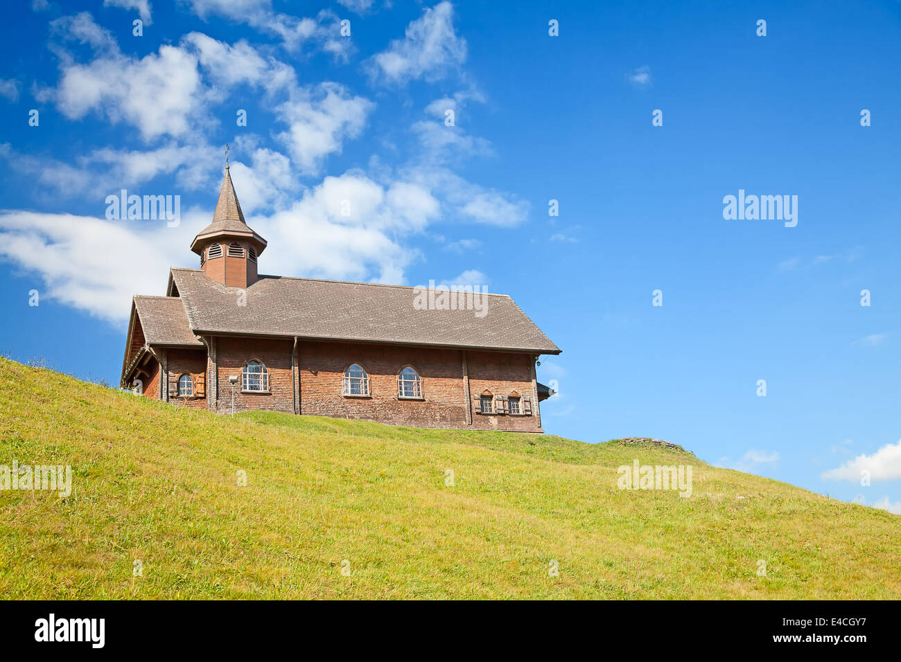 Small wooden church in swiss alps near Stoos Stock Photo - Alamy