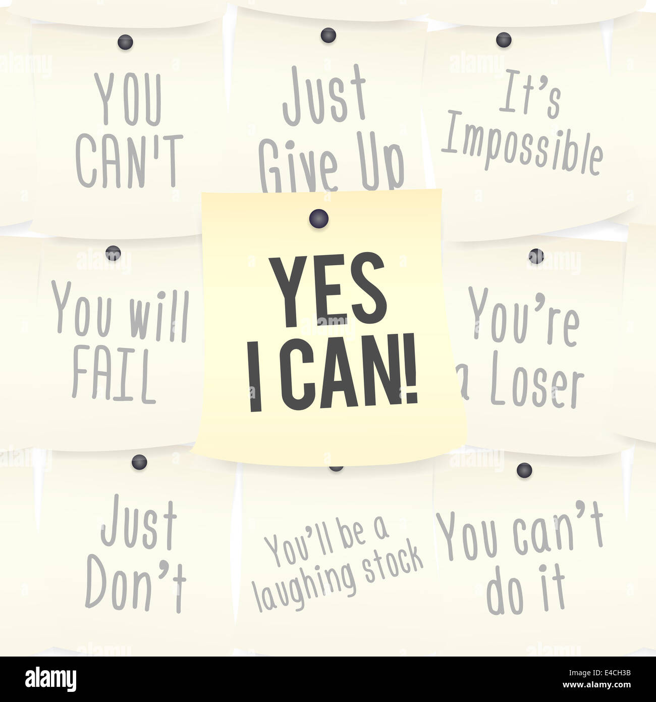 Vector illustration of one positive sticky note against many negative ...