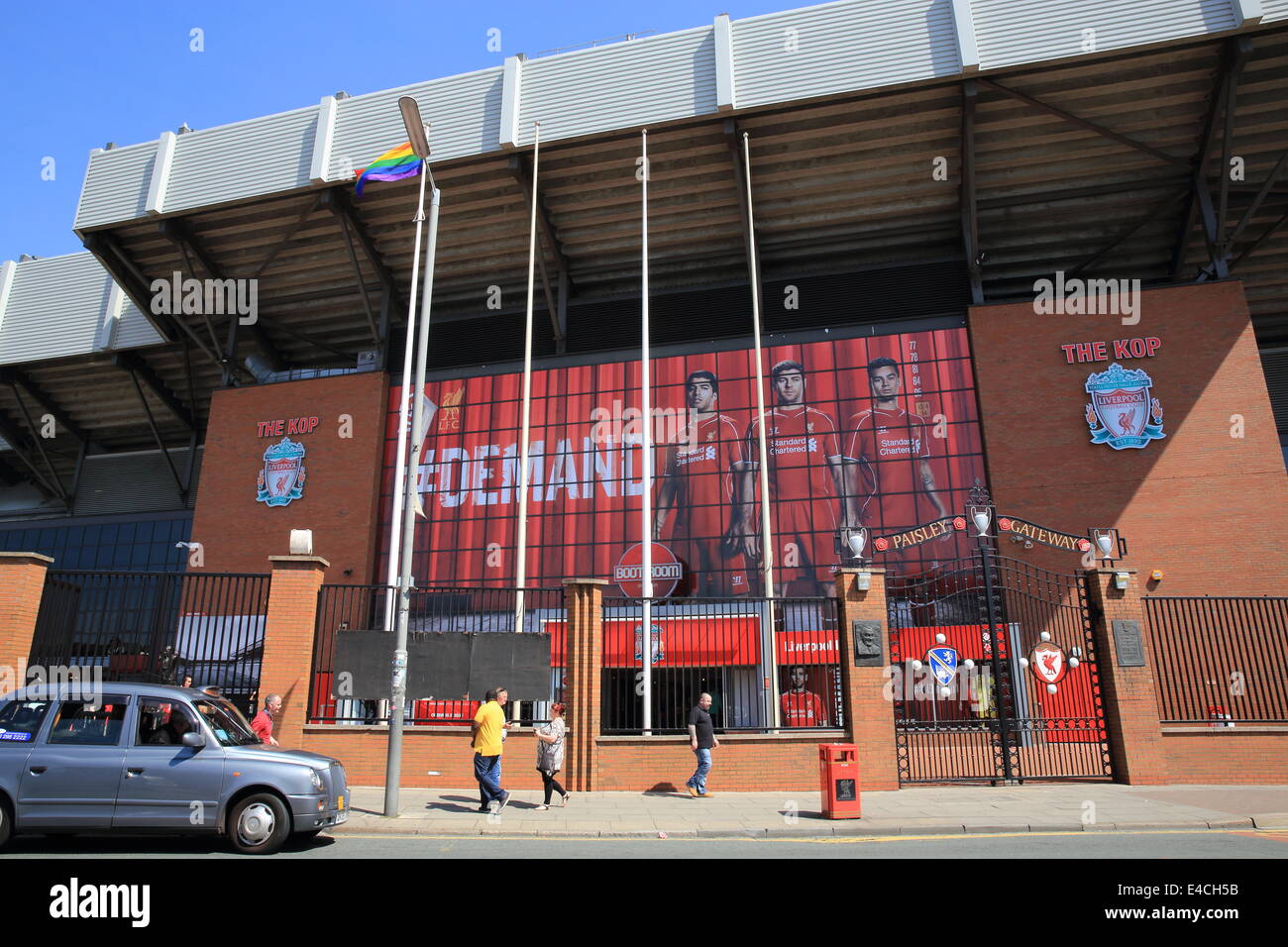The world famous Anfield football stadium in Liverpool, on Merseyside ...