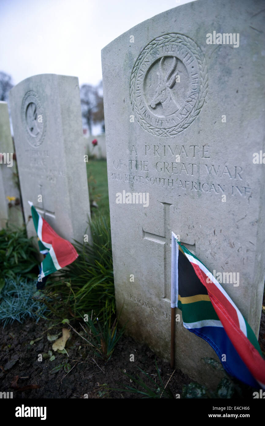 South African tombstones in Delville Wood Cemetery the third largest ...