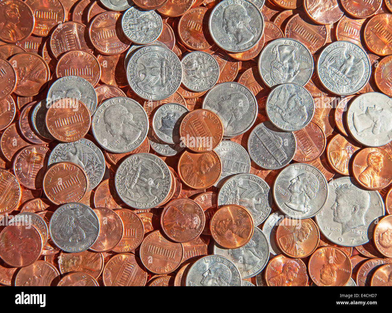Huge pile of the US coins Stock Photo - Alamy
