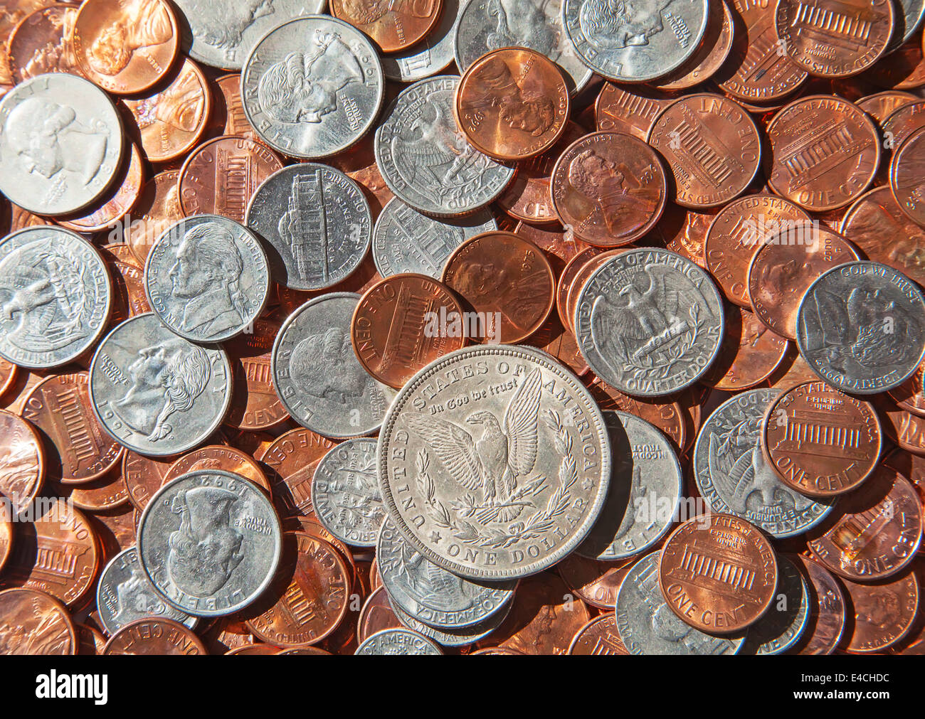 Huge pile of the US coins Stock Photo - Alamy