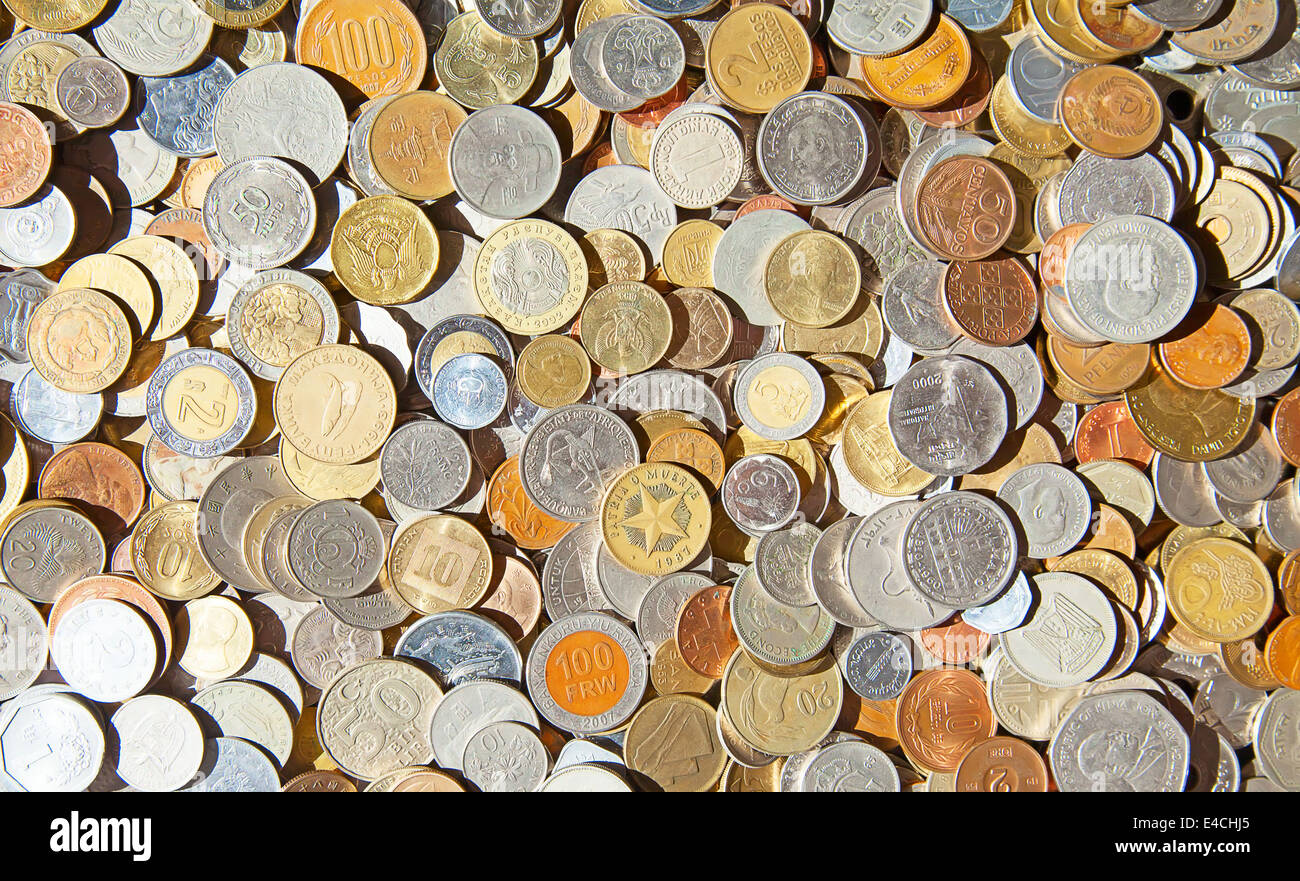 Collection of the old circulated coins Stock Photo - Alamy
