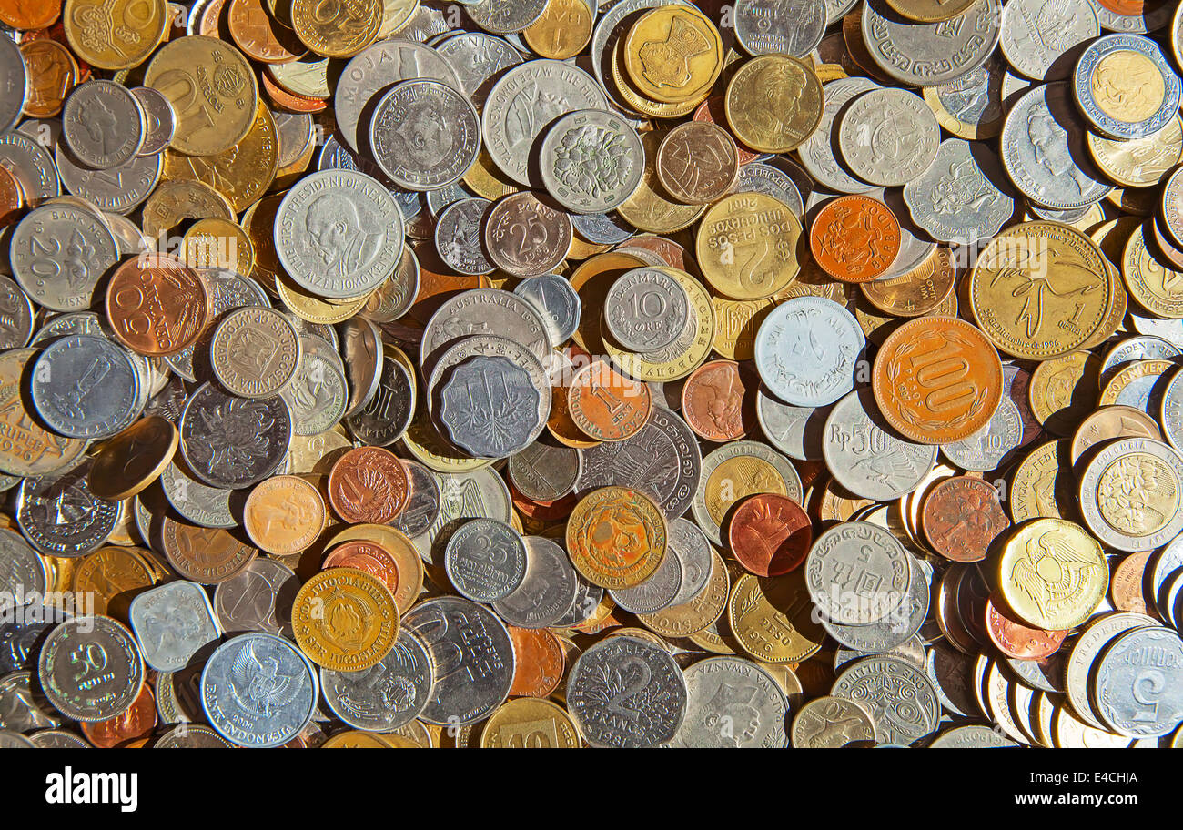 Collection of the old circulated coins Stock Photo - Alamy