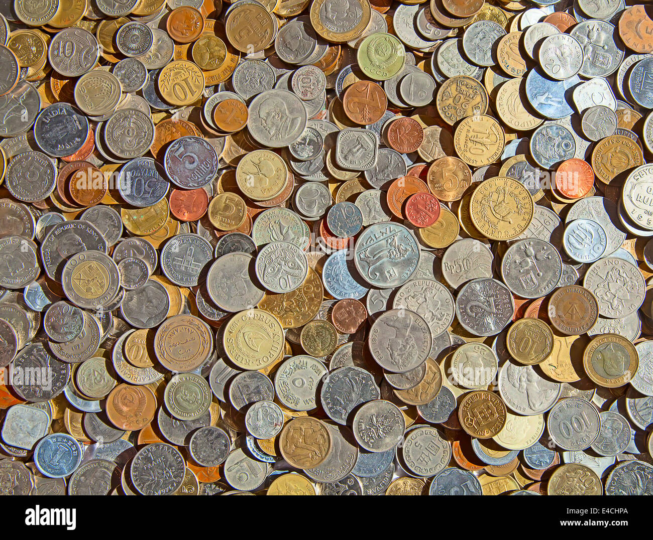 Collection of the old circulated coins Stock Photo - Alamy