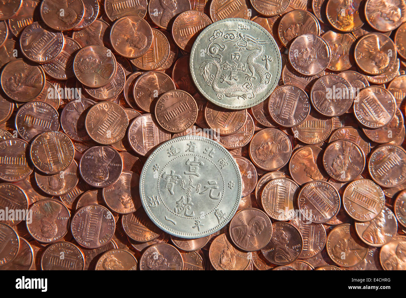 Huge pile of the US coins Stock Photo - Alamy