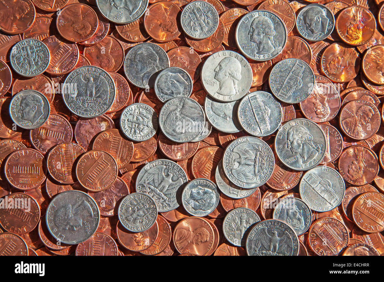 Huge pile of the US coins Stock Photo - Alamy