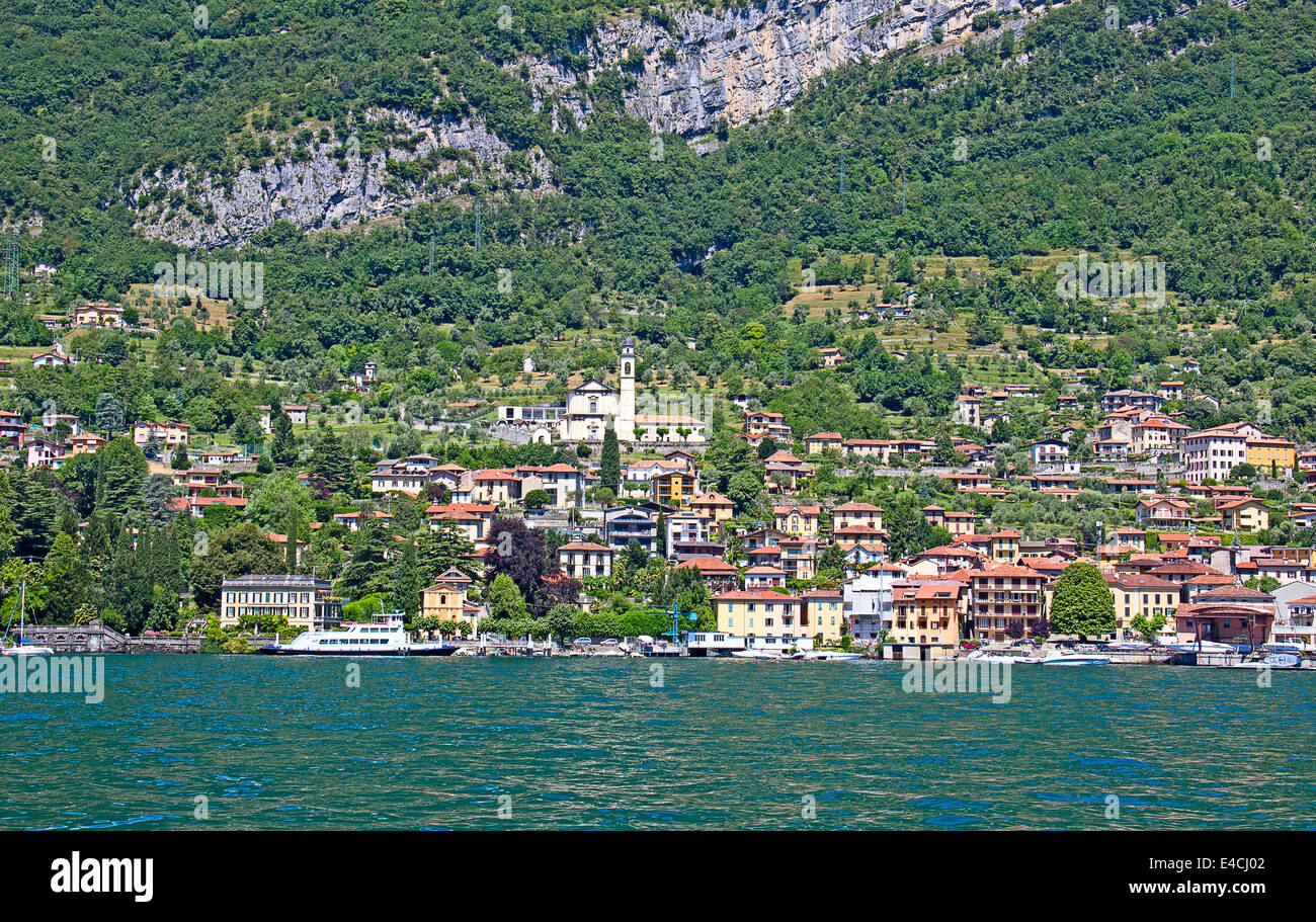 Panoramic view of Varena town (Como lake, Italy Stock Photo - Alamy