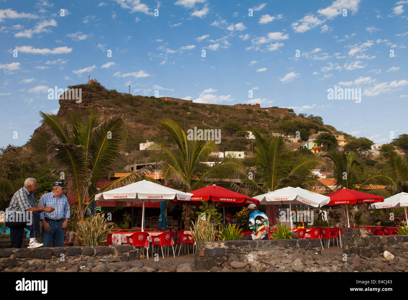 Restaurants at Cidade Velha harbour Stock Photo - Alamy