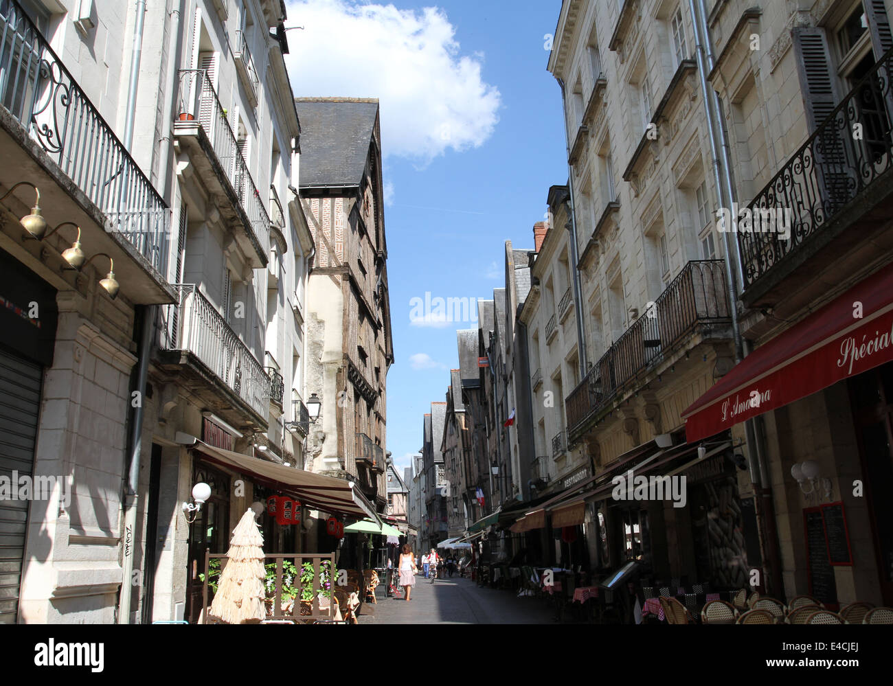 Street scene Old Town Tours France July 2014 Stock Photo - Alamy