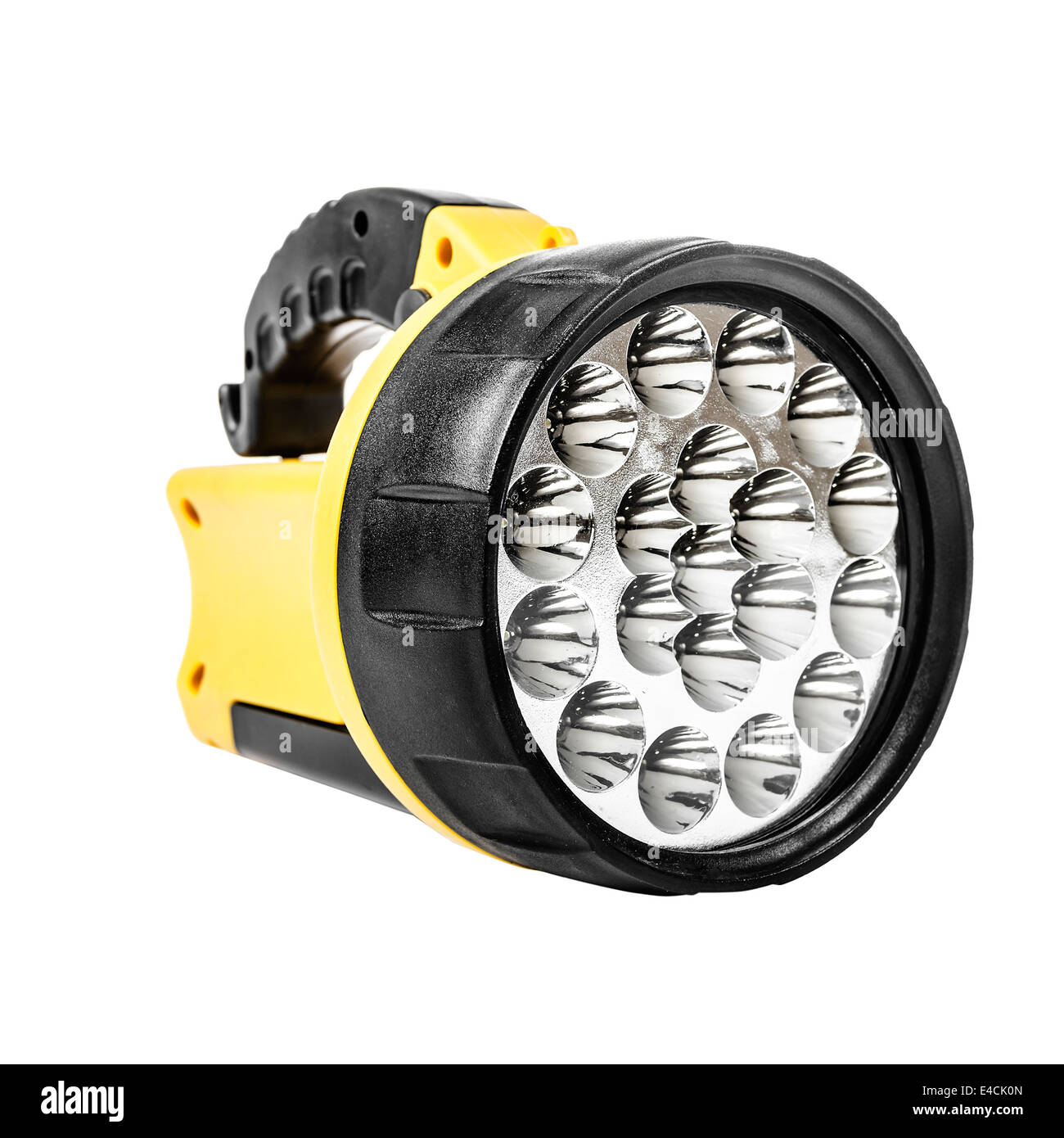 Yellow flashlight isolated on a white background Stock Photo - Alamy