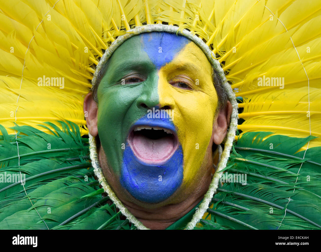 Belo Horizonte, Brazil. 08th July, 2014. A supporter of Brazil on the ...