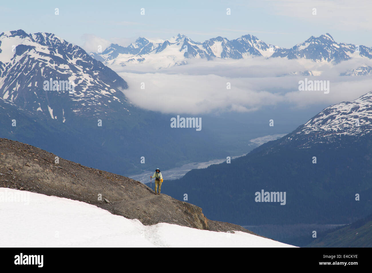Hiking along Exit Glacier on the Harding Icefield Trail, Kenai Fjords ...