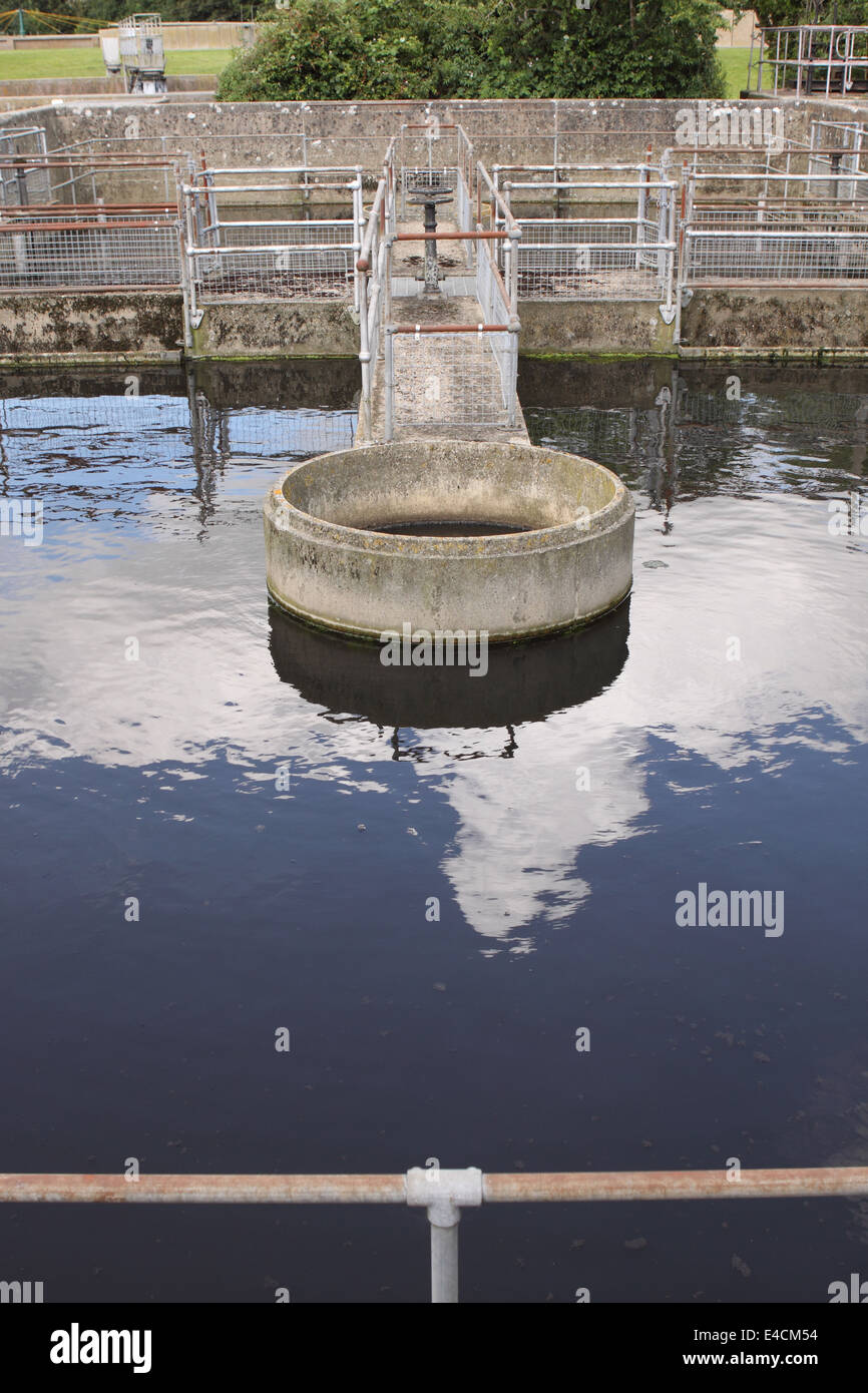 Sewage farm treatment plant final settlement tank to catch remaining ...