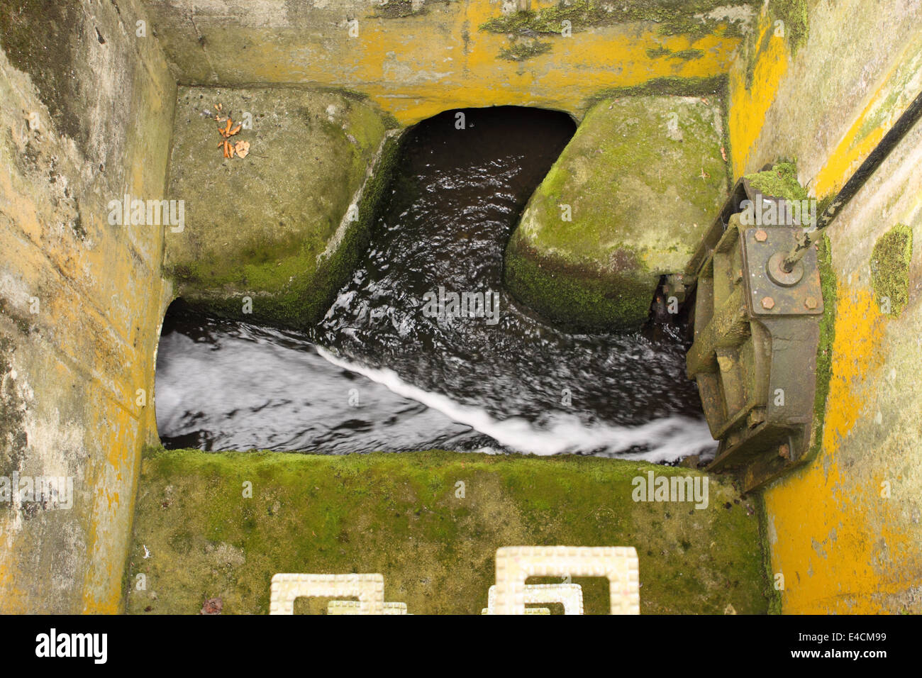 Sewage treatment plant the final cleaned sewage flows discharged back ...