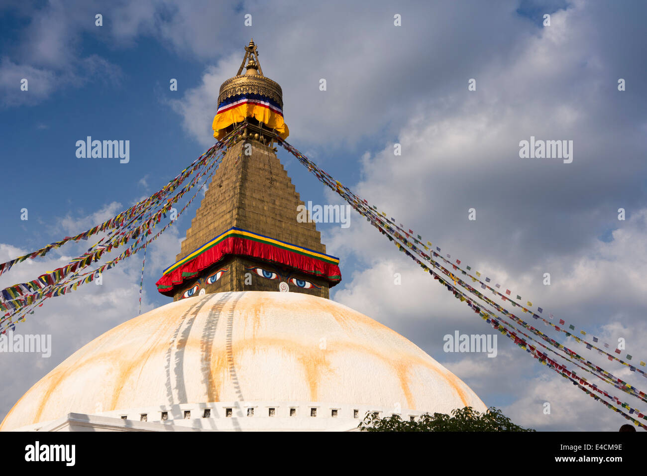 Nepal, Kathmandu, Boudhanath, stupa dome and all seeing Buddha eyes ...