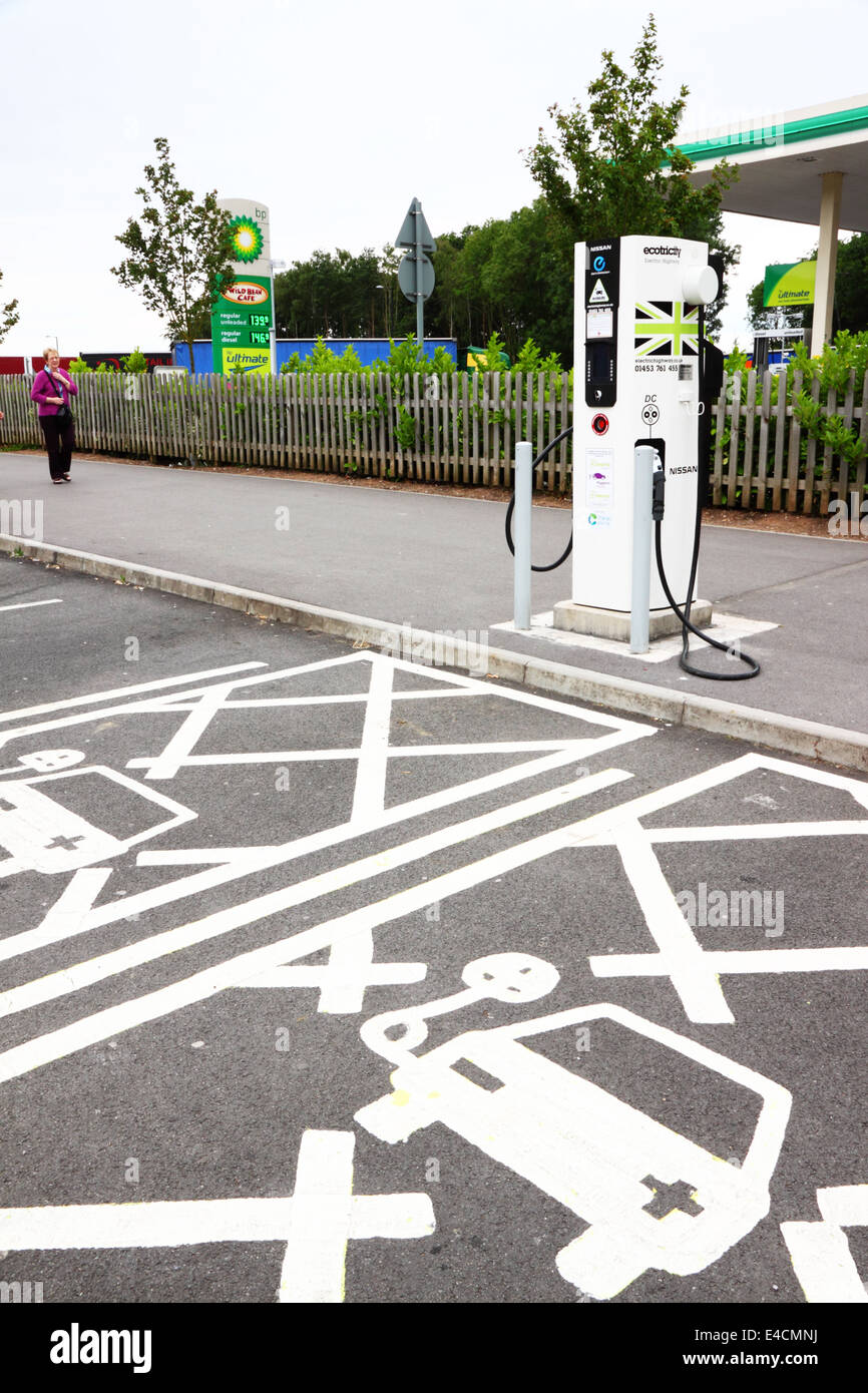An Ecotricity electric vehicle charging point with a BP sign showing ...
