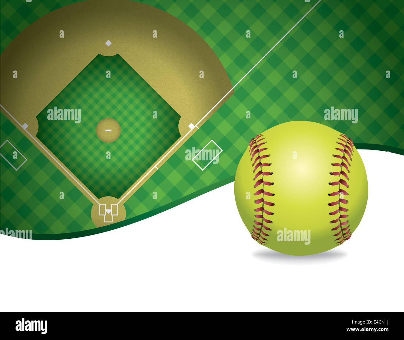 An illustration of a softball and softball field. Room for copy Stock ...