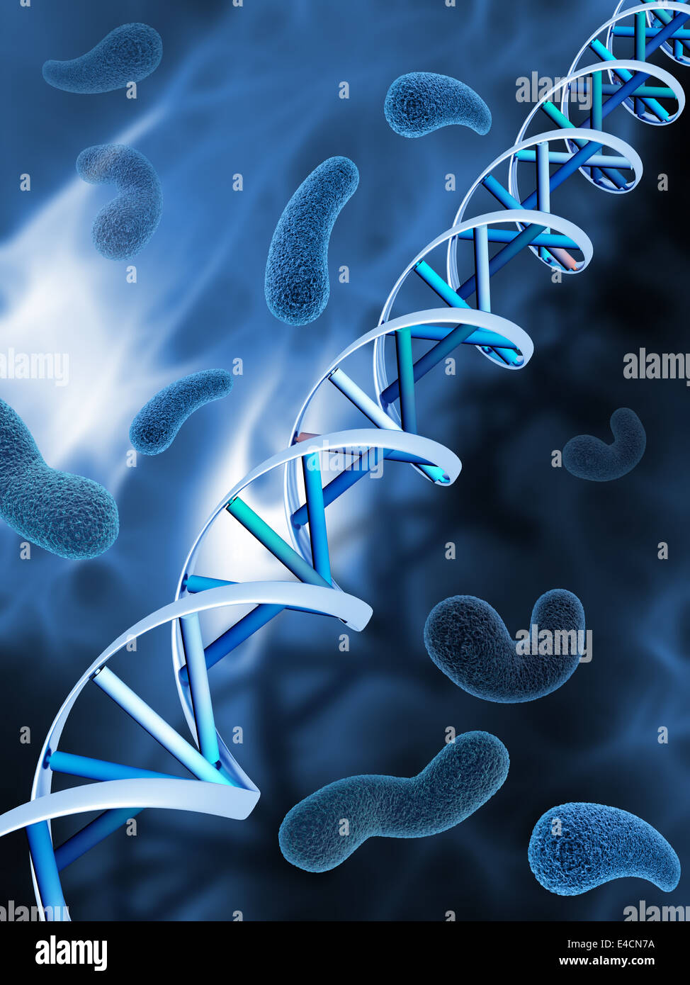 3D background of DNA strands and virus Stock Photo - Alamy