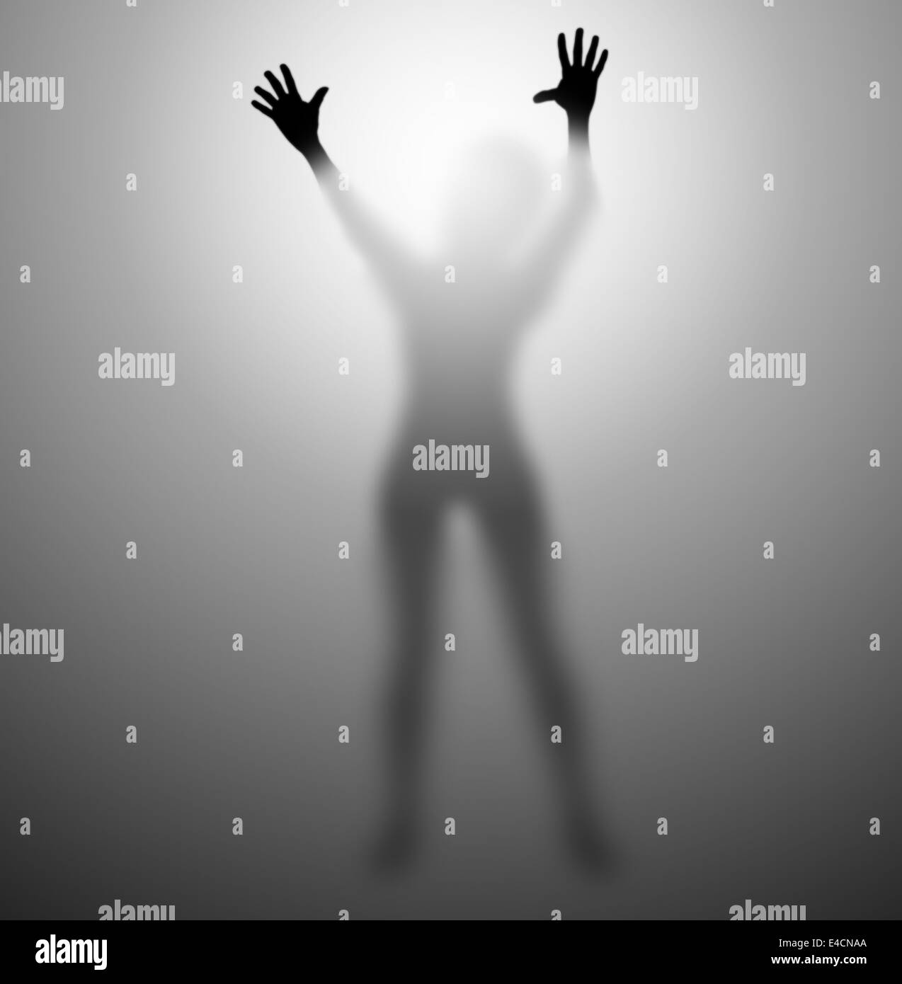 Silhouette of woman behind screen Black and White Stock Photos & Images ...