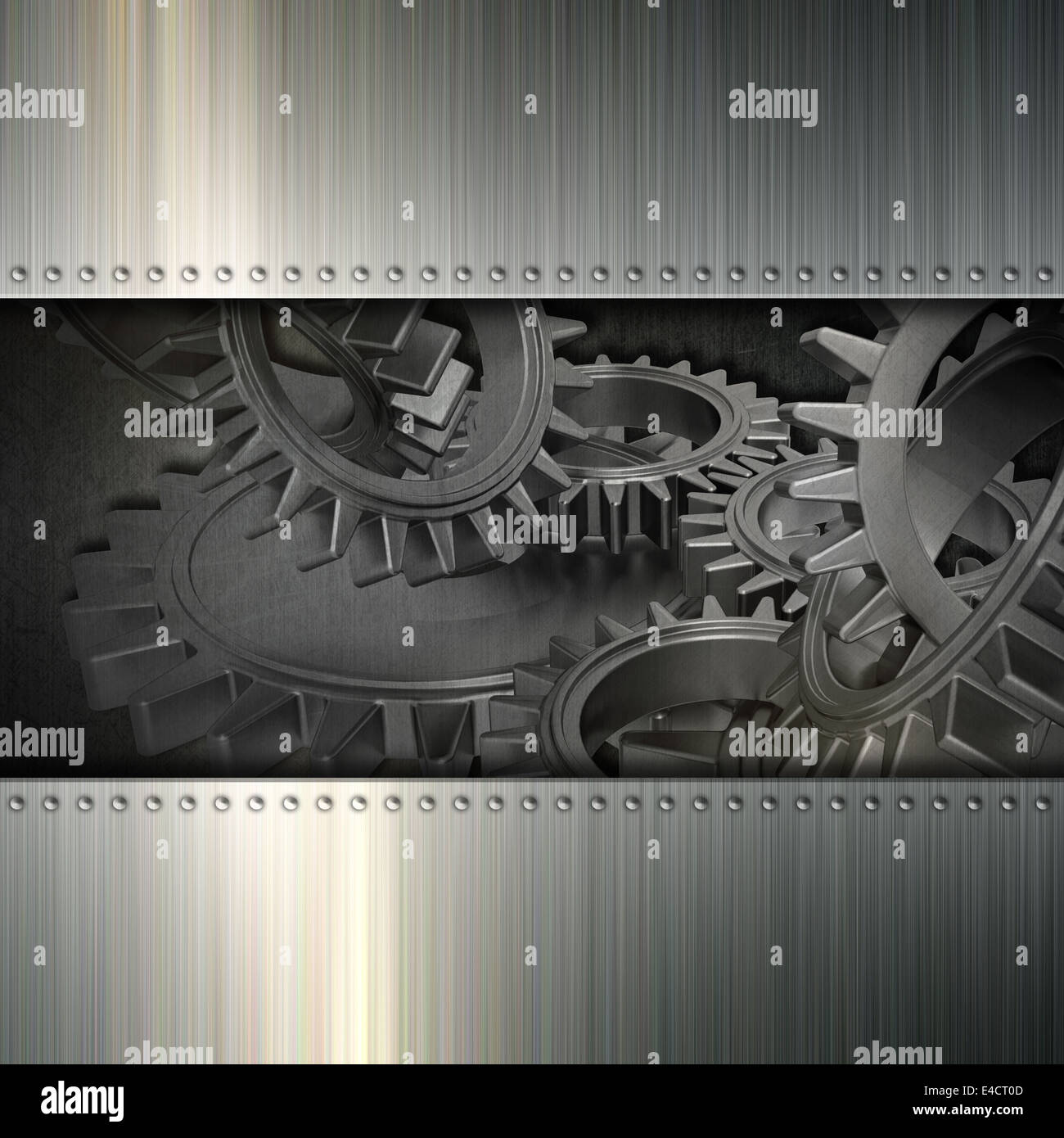 Grunge background with image of gears and brushed metal Stock Photo - Alamy