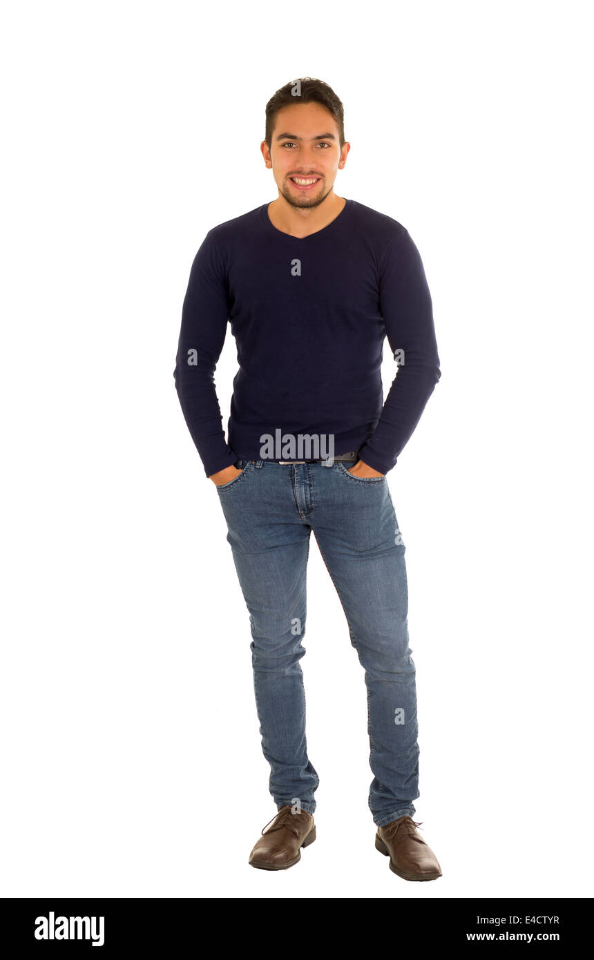 latin handsome guy posing with hand on pockets Stock Photo - Alamy