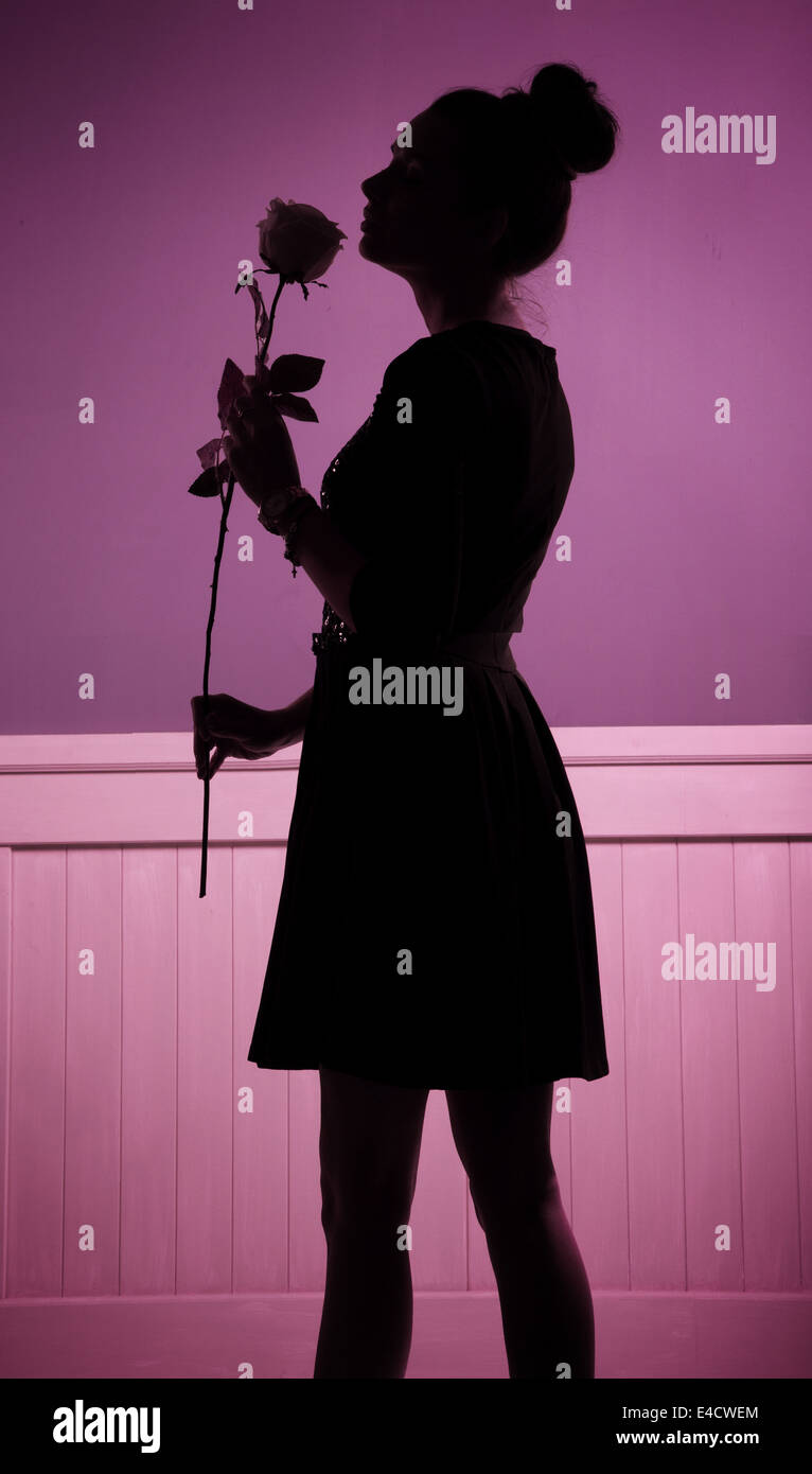 Young lady with roses given by he husband Stock Photo - Alamy